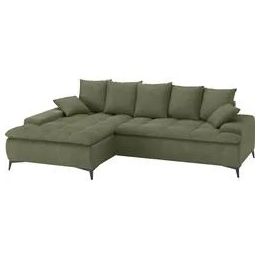 Ecksofa Inosign "Haiti III, L-Form" Sofas Gr. B/H/T: 280cm x 87cm x 180cm, Cord, mega-Recamiere links, grün (stripes 8641 grün) Mit Kaltschaum, bis 140 kg belastbar