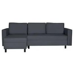 Ecksofa Inosign "GLENOE L-Form mit Bettfunktion und Bettkasten" Sofas Gr. B/H/T: 230cm x 84,5cm x 134,5cm, Velvet, Recamiere beidseitig montierbar, mit Bettfunktion und Bettkasten, grau (anthrazit) mit Wellenunterfederung, pflegeleicht Material, BHT 23013584,5 cm