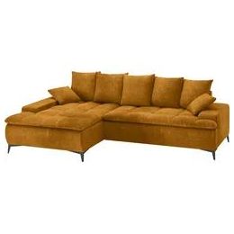 Ecksofa Inosign "Haiti III, L-Form" Sofas Gr. B/H/T: 280cm x 87cm x 180cm, Veloursstoff, mega-Recamiere links, orange (dolce 9 curry) Mit Kaltschaum, bis 140 kg belastbar