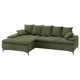 Ecksofa Inosign "Haiti III, L-Form" Sofas Gr. B/H/T: 280cm x 87cm x 180cm, Microfaser, mega-Recamiere links, grün (memphis 12 grün) Mit Kaltschaum, bis 140 kg belastbar