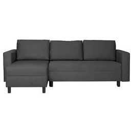 Ecksofa Inosign "GLENOE L-Form mit Bettfunktion und Bettkasten" Sofas Gr. B/H/T: 230cm x 84,5cm x 134,5cm, Struktur weich, Recamiere beidseitig montierbar, mit Bettfunktion und Bettkasten, grau (anthrazit) mit Wellenunterfederung, pflegeleicht Material, BHT 23013584,5 cm