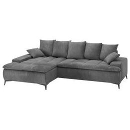 Ecksofa Inosign "Haiti III, L-Form" Sofas Gr. B/H/T: 280cm x 87cm x 180cm, Veloursstoff, mega-Recamiere links, grau (dolce 16 graphite) Mit Kaltschaum, bis 140 kg belastbar