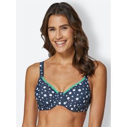 Bügel-Bikini-Top feel good, Damen, Gr. 50, Cup B, blau (dunkelblau, getupft), Elasthan, Polyamid, Bikini-Oberteile