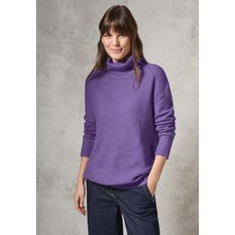 Rollkragenpullover Cecil, Damen, Gr. L (42), gentle lila melange, Web, 37% Baumwolle, 34% Polyacryl, 26% Polyester, 3% Elasthan, unifarben, casual, gerade normal, hoch geschlossener Ausschnitt, Pullover, aus softem Materialmix