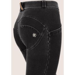 Leggings Freddy "WRUP MINI-FLARE REGULAR", Damen, Gr. S, N-Gr, schwarz – seams schwarz, Web, Obermaterial: 84% Baumwolle, 16% Elasthan, casual, figurbetont, Hosen, mit Lifting & Shaping Effekt