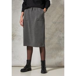 Maxirock Cecil Gr. XXL (46), flint grau melange, Damen, Stoff, 54% Polyester, 39% Viskose, 7% Elasthan, unifarben, Röcke, Elastikbund mit Tunnelzug