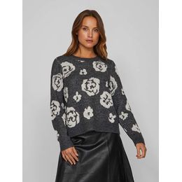 Vila Pullover in Anthrazit/ Weiß - 55% | Größe L | Damen-pullover-cardigans