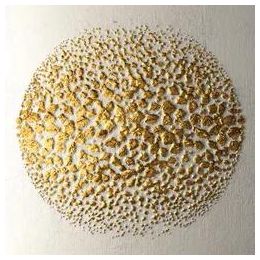 Leinwandbild LEONIQUE "Golden Ball", beige (natur), B:70cm H:70cm, Leinwand, Bilder, Akustikbild mit sehr guten Schallabsorptions-Eigenschaften