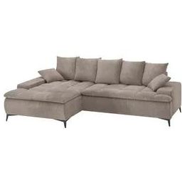 Ecksofa Inosign "Haiti III, L-Form" Sofas Gr. B/H/T: 280cm x 87cm x 180cm, Veloursstoff, mega-Recamiere links, grau (dolce 4 taupe) Mit Kaltschaum, bis 140 kg belastbar