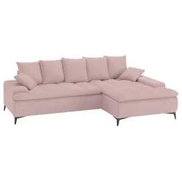 Ecksofa Inosign "Haiti III, L-Form" Sofas Gr. B/H/T: 280cm x 87cm x 180cm, Cord, mega-Recamiere rechts, rosa (stripes 8626 flamingo) Mit Kaltschaum, bis 140 kg belastbar