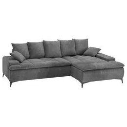 Ecksofa Inosign "Haiti III, L-Form" Sofas Gr. B/H/T: 280cm x 87cm x 180cm, Veloursstoff, mega-Recamiere rechts, grau (dolce 16 graphite) Mit Kaltschaum, bis 140 kg belastbar