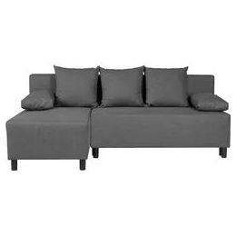 Ecksofa Inosign "IWALANI, L-Form mit Bettfunktion und Bettkasten" Sofas Gr. B/H/T: 199cm x 83cm x 135cm, Struktur weich, Recamiere beidseitig montierbar, mit Bettfunktion und Bettkasten, grau (anthrazit) mit Wellenunterfederung, pflegeleicht Material, BHT 19913583 cm