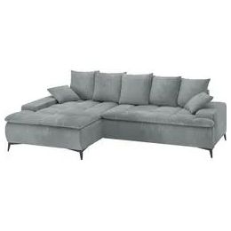 Ecksofa Inosign "Haiti III, L-Form" Sofas Gr. B/H/T: 280cm x 87cm x 180cm, Veloursstoff, mega-Recamiere links, silberfarben (dolce 14 silber) Mit Kaltschaum, bis 140 kg belastbar