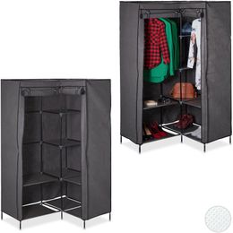 Relaxdays - 2 x Eckkleiderschrank 3. Generation, 8 Ablagen & 2 Kleiderstangen, Stecksystem mit 2 Türen, hbt 169x100x83 cm, anthrazit