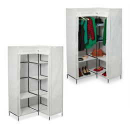 Relaxdays - 2 x Eckkleiderschrank 3. Generation, 8 Ablagen und 2 Kleiderstangen, Stecksystem, mit 2 Türen, hbt: 169x100x83 cm, weiß