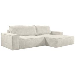 Ecksofa mit Schlaffunktion - Ecke Rechts - Cord - Beige - amelia