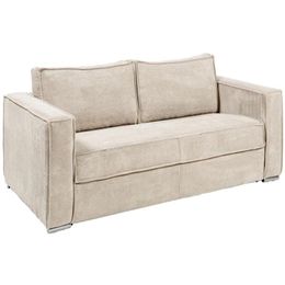 Vente-unique - Schlafsofa mit Matratze 3-Sitzer - Cord - Beige - Liegefläche 140 cm - Matratze 14 cm - loreto