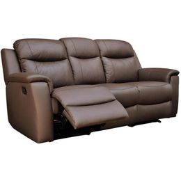 Vente-unique - Relaxsofa Leder 3-Sitzer - Braun - evasion