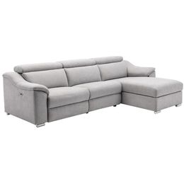 Vente-unique - Ecksofa mit elektrischer Relaxfunktion pedrera - Stoff - Hellgrau - Ecke rechts