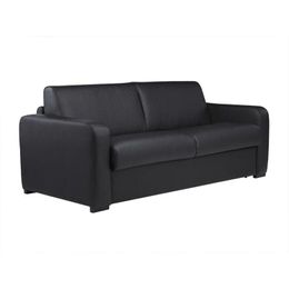 Vente-unique - Schlafsofa mit Matratze 3-Sitzer - Matratze 14 cm - Leder - Schwarz - bevis