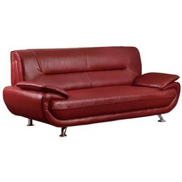 Sofa 3-Sitzer - Kunstleder - Rot - nigel