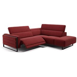 Stoff Ecksofa deltona Rechts Rot 261 x 113 x 78 cm Füße: Schwarz - Rot - Sofanella