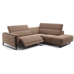 Stoff Ecksofa deltona Rechts Hellbraun 261 x 113 x 78 cm Füße: Schwarz - Hellbraun - Sofanella