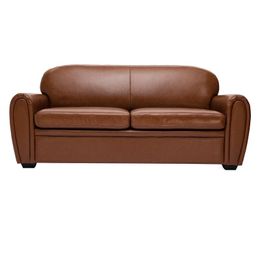 Miliboo - Schlafsofa aus braunem Leder 3-Sitzer club