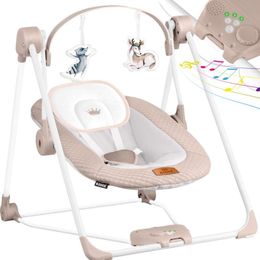 Kidiz Babywippe Babyschaukel mit 5 Geschwindigkeitseinstellungen zusammenklappbarer Baby Wippe Schaukel Babyhochstuhl mit Spielbogen Spielzeugen Beige