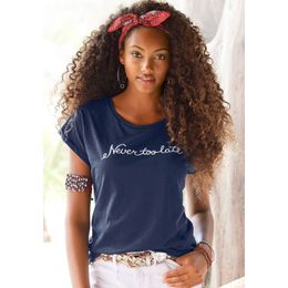Damen T-Shirt, Blau, Gr. 40/42, Beachtime by Lascana, T-Shirts, 100% Baumwolle