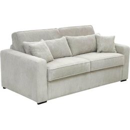 Schlafsofa mit Matratze 4-Sitzer - Liegefläche 160 cm - Matratze 18 cm - Cord - beige - mondovi