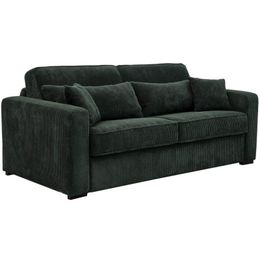 Vente-unique - Schlafsofa mit Matratze 4-Sitzer - Liegefläche mit Lattenrost mit breiten Latten 160 cm - Matratze 18 cm - Cord - Grün - mondovi