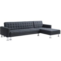 Vente-unique - Ecksofa mit Schlaffunktion - Ecke wechselbar - Stoff - Schwarz - willis ii