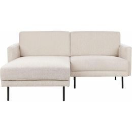 Beliani Ecksofa Hellbeige Stoff Rechtsseitig 2-Sitzer Sofa mit Schwarzen Metallfüßen Glamour Modern Wohnzimmer Büro Arbeitszimmer Wohnküche Esszimmer