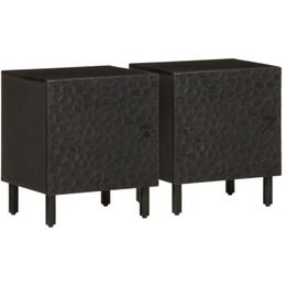 vidaXL - Nachttische 2 Stk. Schwarz 40x33x46 cm Massivholz Mango