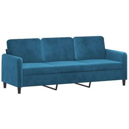 vidaXL - 3-Sitzer-Sofa Blau 180 cm Samt