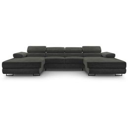 Ecksofa nillona u Mini U-Form Schlaffunktion Bettkasten PSO34 Anthrazit - Furnix