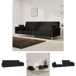 The Living Store - Schlafsofa 2-Sitzer mit 2 Kissen Schwarz Stoff - Sofas - Schwarz