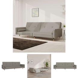 The Living Store - Schlafsofa 2-Sitzer mit 2 Kissen Hellgrau Samt - Sofas - Grau