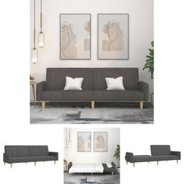 The Living Store - Schlafsofa 2-Sitzer Dunkelgrau Stoff - Sofas - Grau