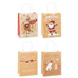 12 TSI Geschenktaschen Weihnachten Kraftpapier Serie 1 Motiv sortiert 18,0 x 23,0 cm