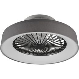 FRANKYSTAR Faresund - LED-Ventilator und Deckenleuchte Ø47 cm mit grauer Stoffumrandung, Fernbedienung, Dimmer, Timer, Nachtlicht und Sterneffekt. 3000-6500K /