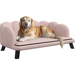 PawHut - Hundesofa Hundecouch, Waschbarer Bezug, Haustiersofa mit Rückenlehne und Holzbeine, Katzensofa, für mittelgroße Hunde unter 25 kg, Rosa