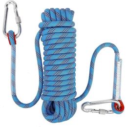 Kletterseil mit statischem Sicherheitskarabiner, 10 mm, Polyester, Bergsteigerseil, Rettung für Wandern, Bergsteigen, Berg, 10 m