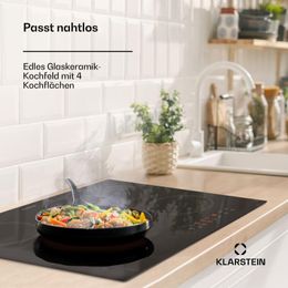 Klarstein - Glaskeramik Kochfeld, Einbau-Kochfeld mit 4 Platten, 6500 w Elektro Kochfeld zum Kochen, Modernes Glaskeramikkochfeld, Glaskeramik