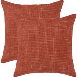 2er Set Kissenbezüge 18x18, Dekorative Kissenbezüge im Landhausstil, quadratische Kissenbezüge aus Rost-Chenille für Couch, Couch, Bett, Stuhl - Lntyq