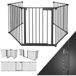 Swanew - Kaminschutzgitter Absperrgitter Baby Laufgitter Türschutzgitter Ofengitter 5x Schwarz