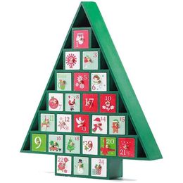 Weihnachts-Adventskalender aus Holz mit Schubladen, 24-Tage-Countdown, süße Feiertagsdekoration, Süßigkeitenbox für Kinder, Weihnachtsgeschenke (grün)