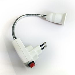 Lntyq - Lampe mit E27-Fassung und Schalter, EU-Steckeradapter mit 20 cm Arm, 360° verstellbar, für E27-LED-Glühbirne, Küchenlampe, Leselampe,