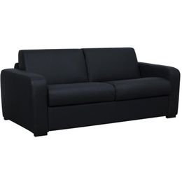 Vente-unique - Schlafsofa mit Matratze 4-Sitzer - Matratze 14 cm - Leder - Schwarz - bevis